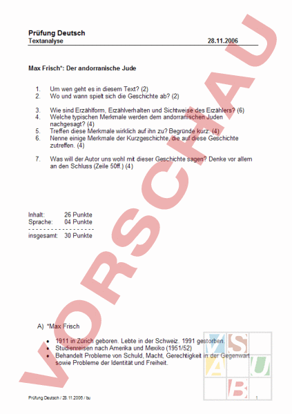 Arbeitsblatt: Textanalyse - Deutsch - Textverständnis