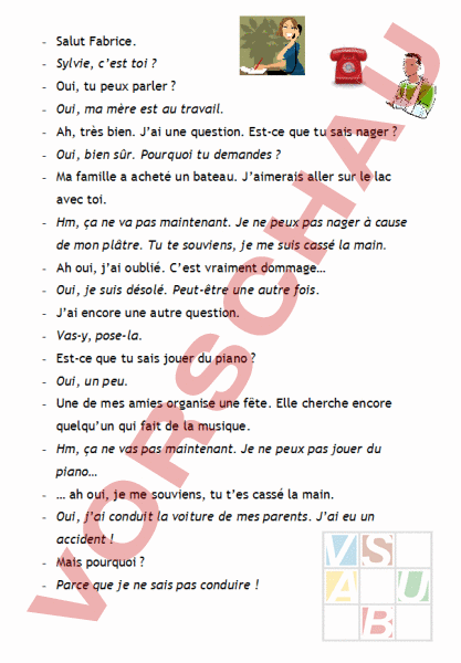 Arbeitsblatt: Dialog zu savoir und pouvoir - Französisch - Grammatik