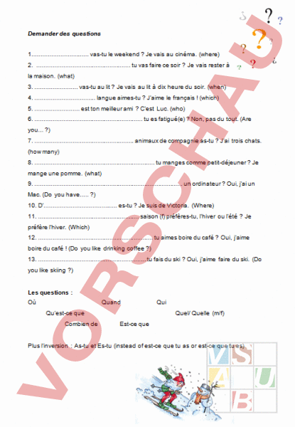 Arbeitsblatt: Demander des questions - Französisch - Grammatik