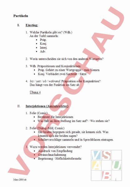 Arbeitsblatt: Partikeln - Deutsch - Grammatik