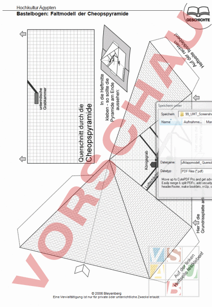 Arbeitsblatt: Bastelbogen Cheopspyramide - Geschichte - Altertum