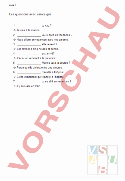 Arbeitsblatt: Est-ce que - Französisch - Grammatik