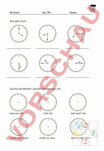 Arbeitsblatt: Arbeitsblatt Zeit leicht - Mathematik - Anderes Thema