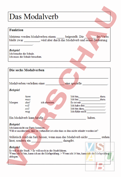 Arbeitsblatt: Modalverben - Deutsch - Grammatik
