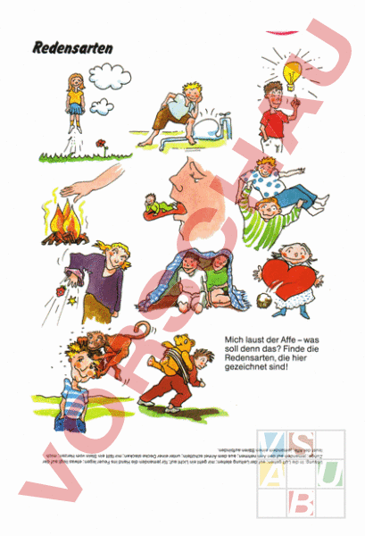 Arbeitsblatt: Redensarten in Bildern - Deutsch - Wortschatz