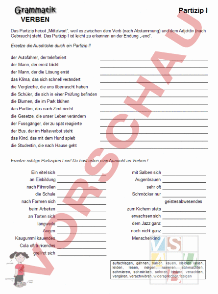 Arbeitsblatt: Partizip I - Deutsch - Grammatik