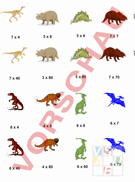 Arbeitsblatt: Kleines 1x1 und 10er 1x1 Spiel - Mathematik - Multiplikation