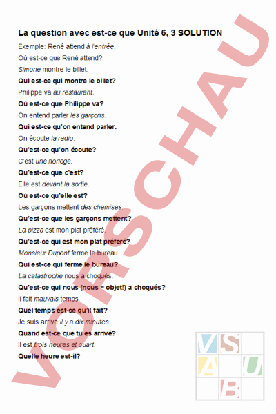 Arbeitsblatt: La question avec est-ce que - Französisch - Grammatik