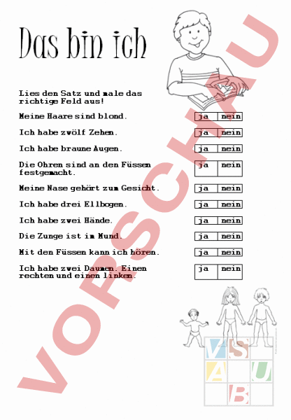 Arbeitsblatt: Das bin ich - Deutsch - Erstlesen