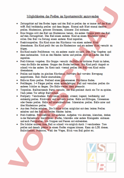 Arbeitsblatt: Möglichkeiten das Prellen im Sportunterricht anzuwenden ...