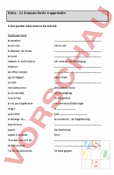 Arbeitsblatt: extra- Französisch - Französisch - Anderes Thema