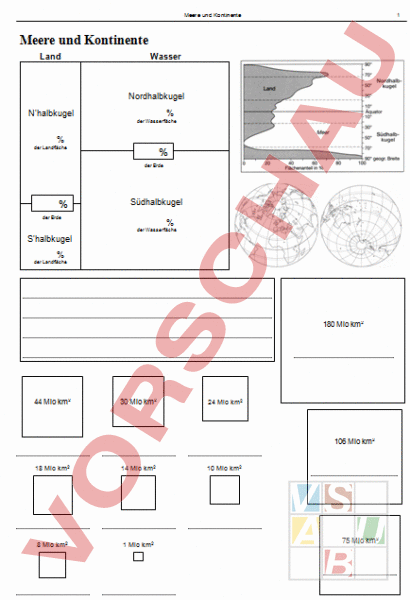 Arbeitsblatt: Meere und Kontinente - Geographie - Anderes Thema