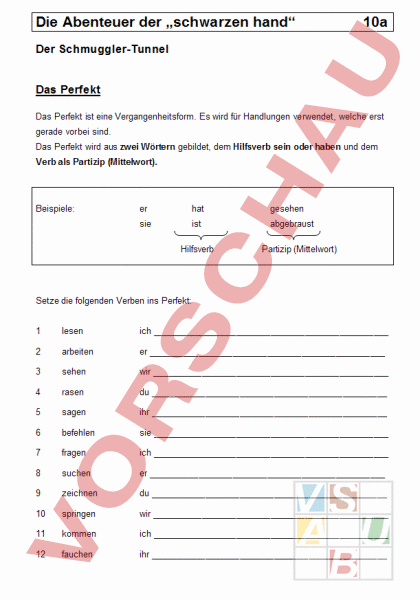 Arbeitsblatt: Perfekt - Deutsch - Grammatik