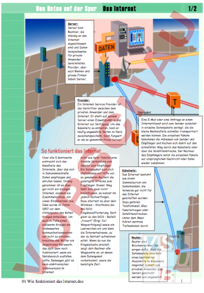 Arbeitsblatt: Wie funktioniert das Internet - Informatik - Internet