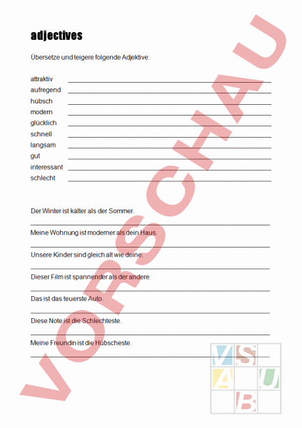 Arbeitsblatt: nse 20 steigerung adjektive - Englisch - Grammatik Arbeitsblatt: nse 20 steigerung adjektive - Englisch - Grammatik