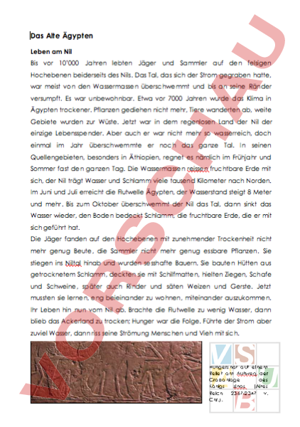 Arbeitsblatt: Leben am Nil - Geschichte - Altertum