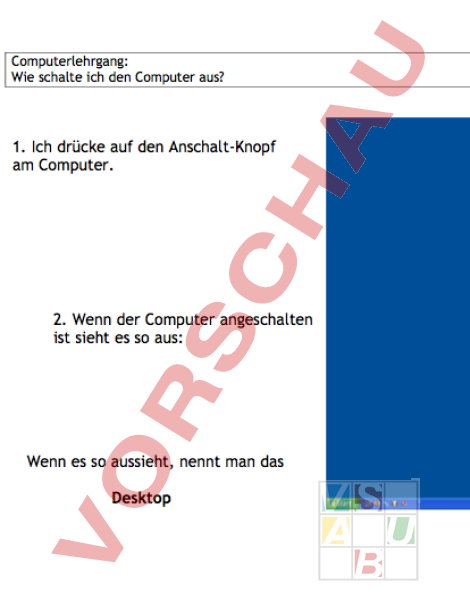 Arbeitsblatt: Computer ausschalten - Informatik - Anderes Thema