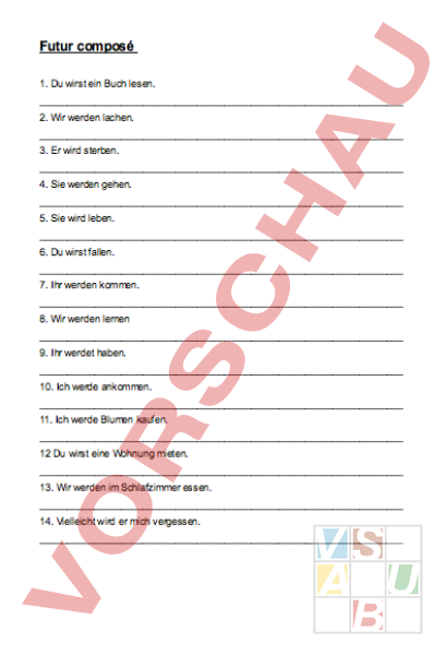 Arbeitsblatt: Futur composé - Französisch - Grammatik