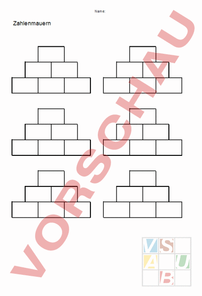 Arbeitsblatt: Zahlenmauern - Mathematik - Addition