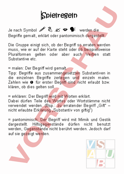Arbeitsblatt: Spielregeln Activity - Diverses / Fächerübergreifend ...
