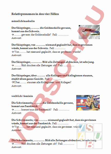 Arbeitsblatt: Relativpronomen - Deutsch - Grammatik