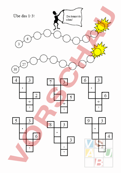 Arbeitsblatt: 3er Reihe - Mathematik - Multiplikation