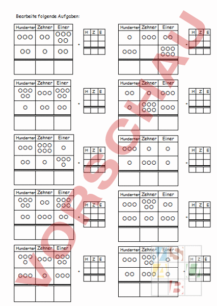Arbeitsblatt: schriftliche Addition - Mathematik - Schriftliches Rechnen