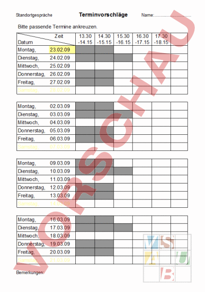 Arbeitsblatt: Terminplanung - Administration / Methodik - Listen ...