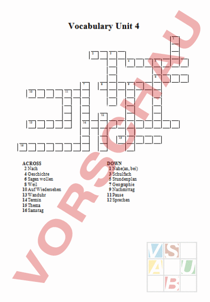 Arbeitsblatt: Voca Unit 4 Hotline - Französisch - Wortschatz