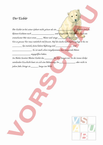 Arbeitsblatt: Eisbär - Biologie - Tiere