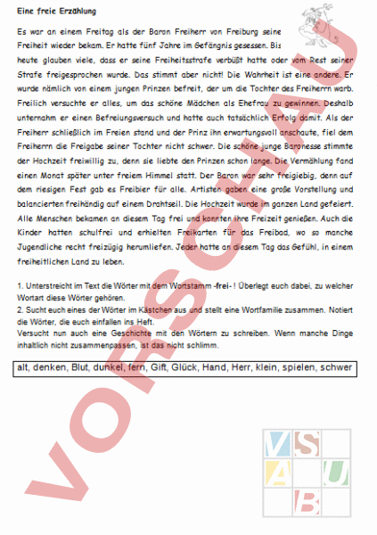 Arbeitsblatt: Wortbildung - Deutsch - Grammatik