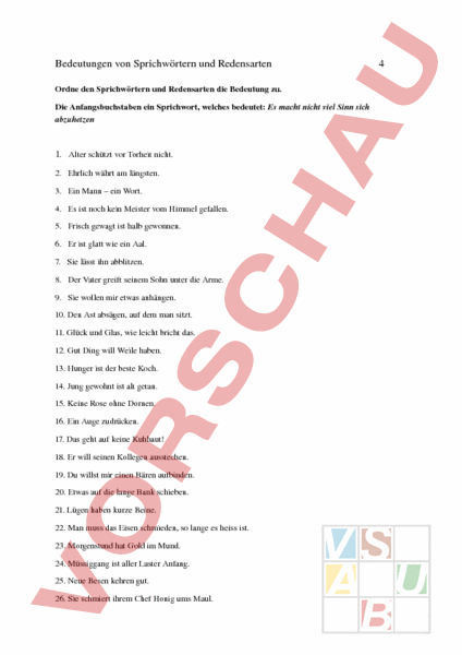 Arbeitsblatt: redensarten - Deutsch - Gemischte Themen