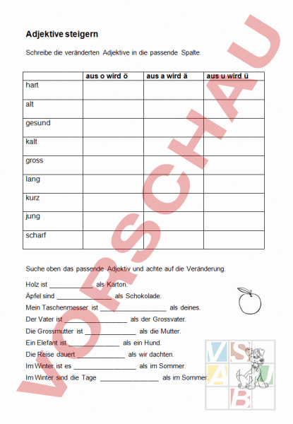 Arbeitsblatt: Adjektive steigern - Deutsch - Grammatik