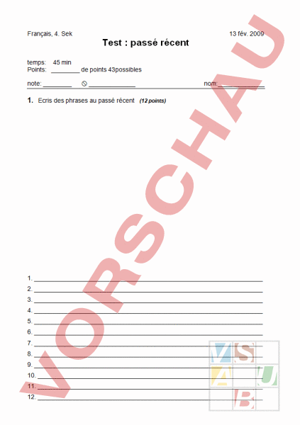 Arbeitsblatt: passé récent - Französisch - Grammatik
