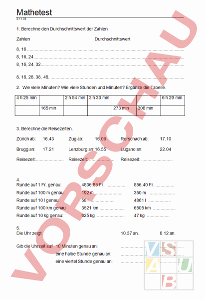 Arbeitsblatt: Vortest Zahlenheft 5 18bis27 - Mathematik - Gemischte Themen