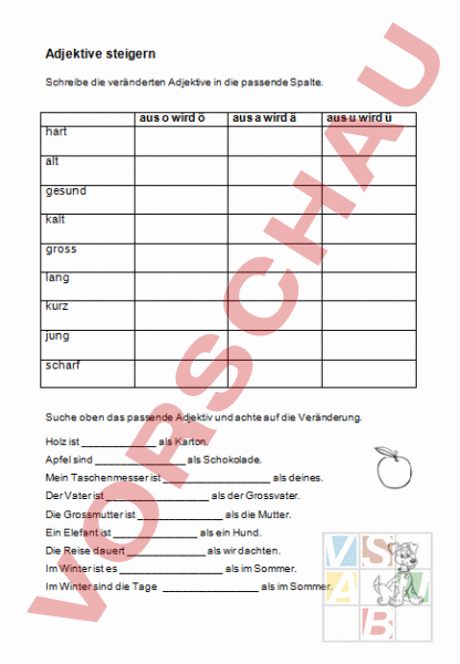 Arbeitsblatt: Adjektive steigern - Deutsch - Grammatik