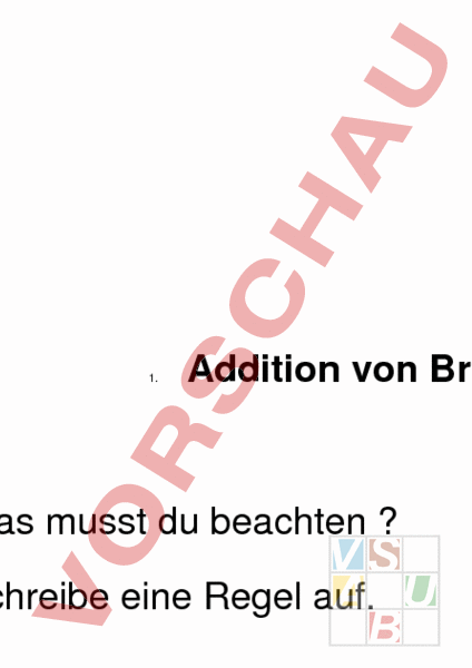 Arbeitsblatt: Ableiten der Additionsregel - Mathematik - Brüche ...