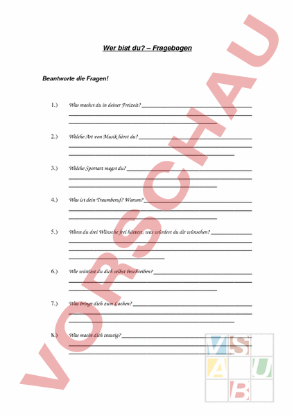 Arbeitsblatt: Wer bist du? - Deutsch - Gemischte Themen