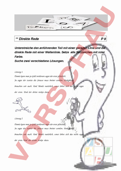 Arbeitsblatt: Rep Grammatik 5/6 Direkte Rede 2 - Deutsch - Grammatik