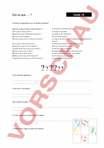 Arbeitsblatt: Fragen mit est-ce que - Französisch - Grammatik