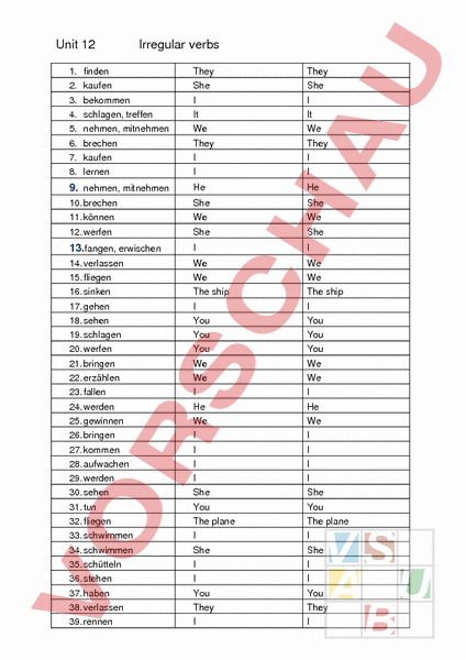 Arbeitsblatt: irregular verbs - Englisch - Grammatik