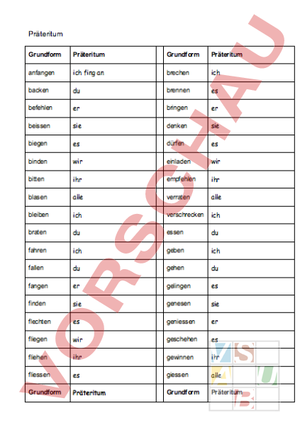 Arbeitsblatt: Präteritum - Deutsch - Grammatik