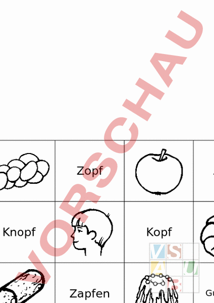 Arbeitsblatt: Pf-Memory - Deutsch - Lesefertigkeit