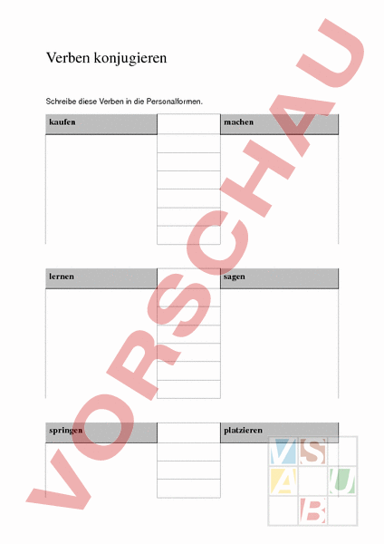Arbeitsblatt: Verben konjugieren - Deutsch - Grammatik