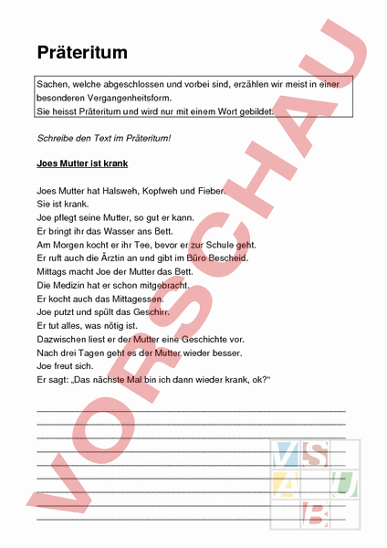 Arbeitsblatt: Präteritum Übungsblatt - Deutsch - Grammatik