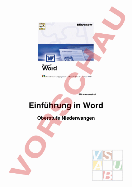 Arbeitsblatt: Einführung Word - Informatik - Textverarbeitung