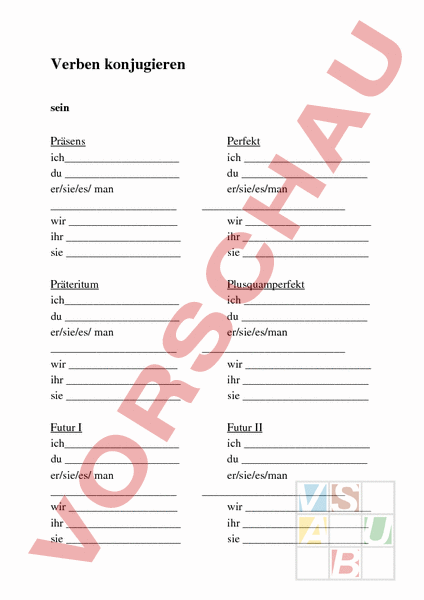 Arbeitsblatt: Verben konjugieren - Deutsch - Grammatik