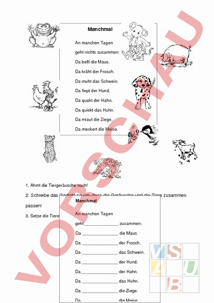 Arbeitsblatt: Manchmal - Deutsch - Grammatik