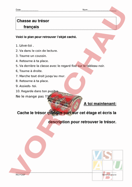 Arbeitsblatt: chasse au tresor - Französisch - Gemischte Themen