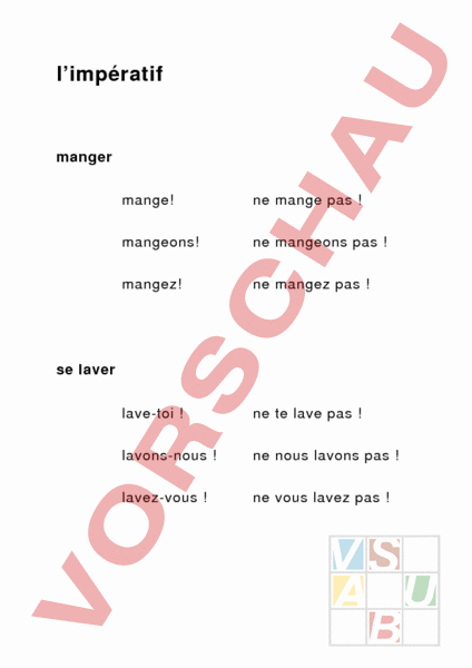 Arbeitsblatt: L'impératif avec le COD et le COI - Französisch - Grammatik
